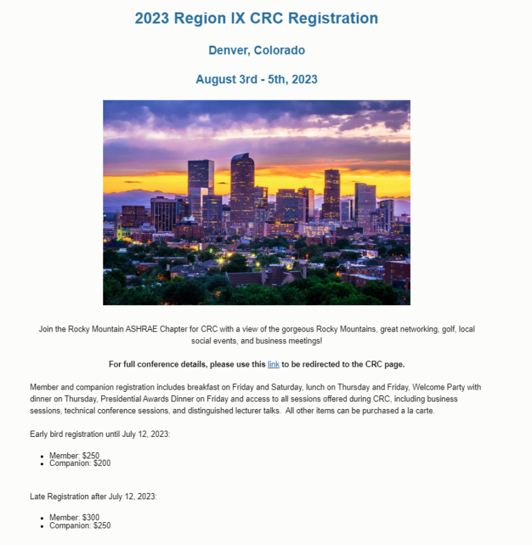 2023 ASHRAE Region IX CRC | Black Hills Area ASHRAE Chapter